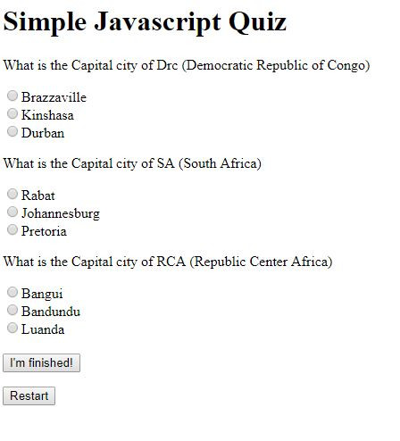 Simple Quiz Using JavaScript | SourceCodester